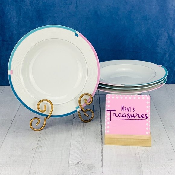 Mikasa | Dining | Mikasa Jet Set Pastels Pink Blue Teal Band Fine China ...
